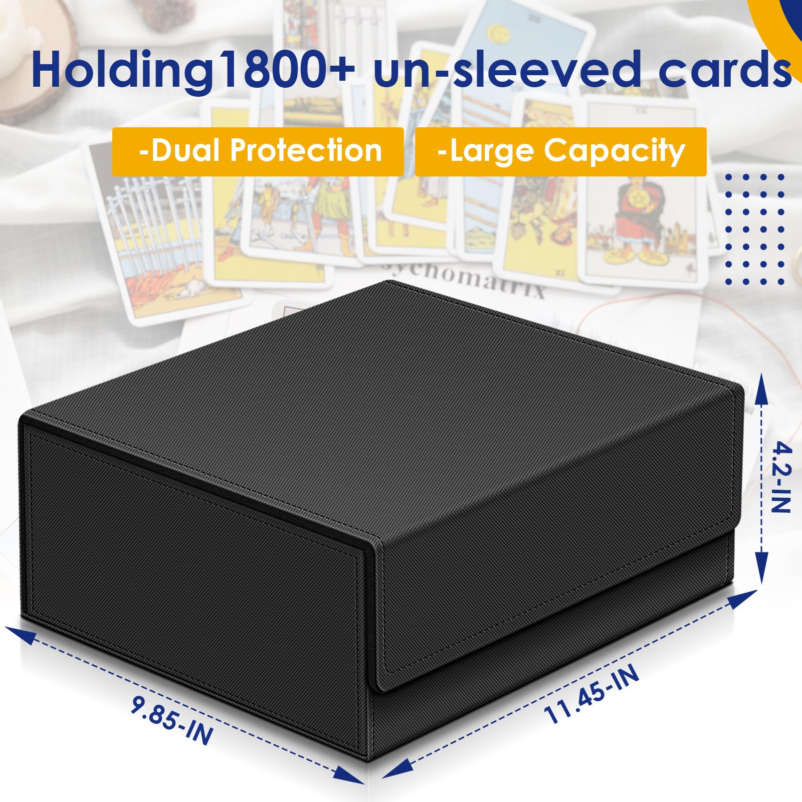 Kitoyz Card Deck Storage Box, 1800+ Card Deck Holder Box Trading Card Magnetic Cards Gathering Deck Boxes for MTG YugiOh TGG Uno Cards Baseball Cards, 11.45 x 9.85 x 4.2 Inches