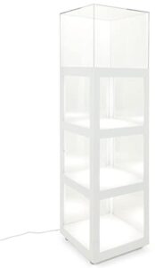 displays2go 68" modern illuminated curio cabinet, locking door and dust cover - gloss white (dcisdwh)