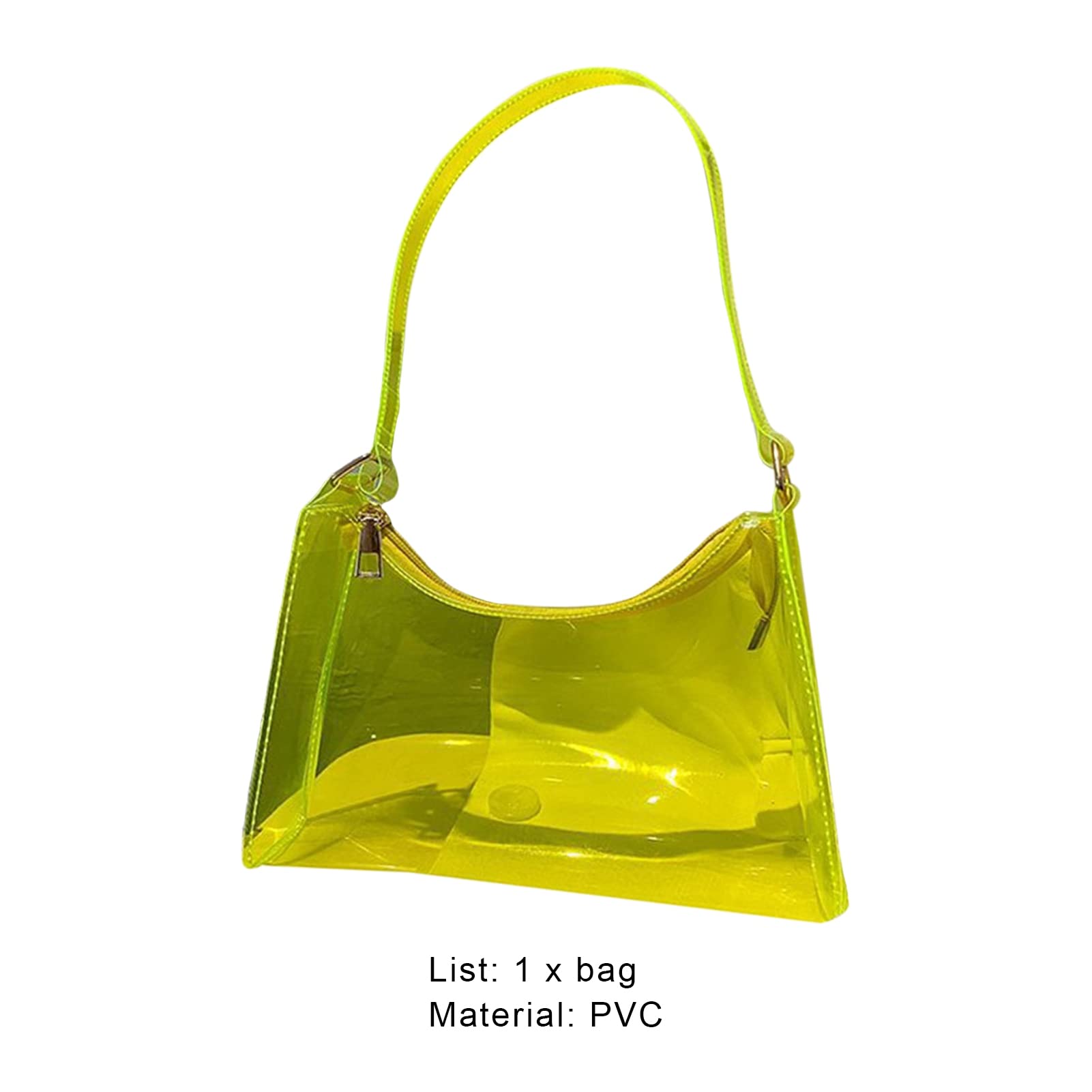 Unizhouxi Shoulder Bag Multipurpose Korean Style Jelly Handbag Transparent for Party Yellow