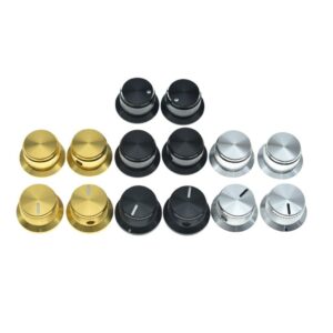 KAISH 4pcs Aluminium Potentiometer Knobs 1/4" Universal Top Hat Knobs Bell Control Knob with Set Screw for Guitar/Bass/AMPS/Preamps Gold with Indicator