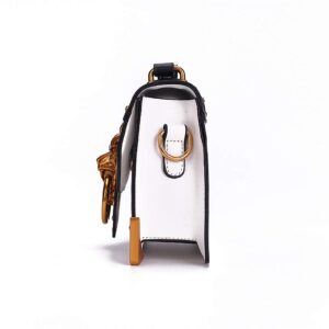 ZJRLY Fashion metal lion head mini square bag shoulder bag Messenger bag clutch bag female designer wallet handbag, White