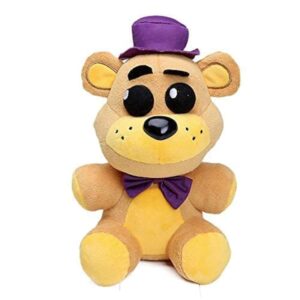 10in purple hat golden freddy plushie - soft stuffed bear fazbear freddie toy