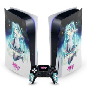 head case designs officially licensed hatsune miku night sky graphics vinyl faceplate sticker gaming skin decal cover compatible with sony playstation 5 ps5 disc edition console & dualsense controller