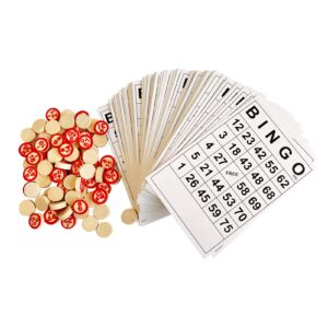 seetooogames vintage wooden bingo game set-120 bingo number cards and 75 chess