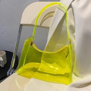 Unizhouxi Shoulder Bag Multipurpose Korean Style Jelly Handbag Transparent for Party Yellow