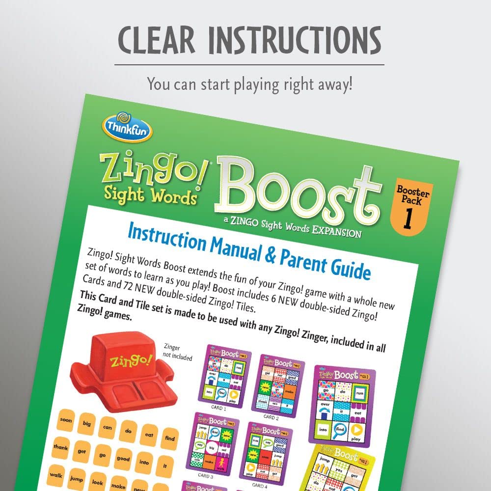 Think Fun Zingo! Sight Words Boost - Engaging Brain Game | Expansive Vocabulary Builder | Stimulates Memory & Concentration | for Kids Aged 4 and Up | Expansion Pack (76472)