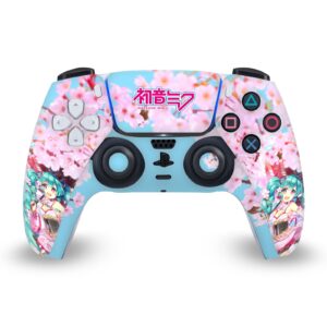 head case designs officially licensed hatsune miku sakura graphics vinyl faceplate sticker gaming skin decal cover compatible with sony playstation 5 ps5 dualsense controller