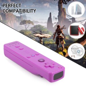 Dliaonew 2 Psck Remote Controller Build in Motion Plus and Nunchuck for Wii/Wii U, Gamepad with Silicone Case and Wrist (Purple and Pink)