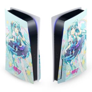 head case designs officially licensed hatsune miku stars and rainbow graphics vinyl faceplate sticker gaming skin decal cover compatible with sony playstation 5 ps5 disc edition console