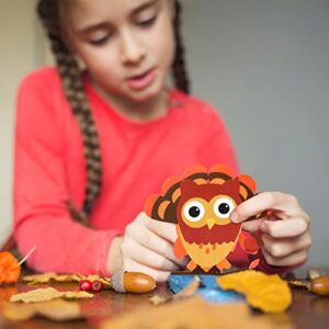 Autumn Thanksgiving Owl Craft Kit for Kids DIY Fall Turkey Day Paper Craft Kits Assorted Owl Shapes Gift with Pumpkins Favors Thanksgiving Day Project Home Classroom Game Activities(36 Sets)