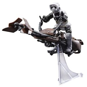 star wars the vintage collection speeder bike, return of the jedi 3.75-inch collectible vehicle with action figure, ages 4 and up