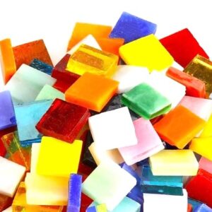 250g Mosaic Tile, Glass Tiles for Art Crafts DIY Children Puzzle Handmade Materials Home Decor -2/5 Inch (10mm X 10mm) (Assort)