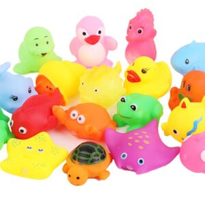 18 PCS Preschool Bath Toys Set for Toddlers Kids 1-3 2-4, Rubber Cute Sea Animals, Rubber Duck Toy for Infants 6-12 Months, Bathtub Toys for 1 Year Old,Baby Pool Floating Toy for Kids Party Decoration