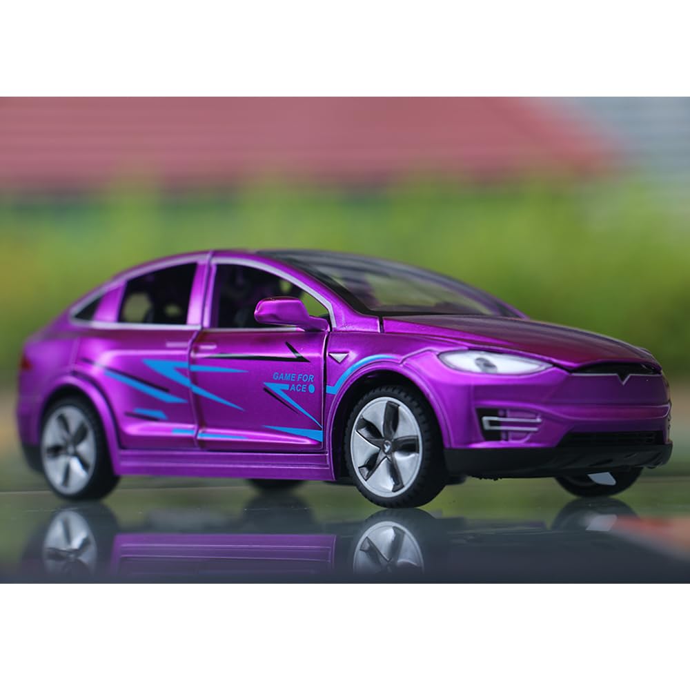 chengchuang Car Model X 1:32 Scale Alloy Diecast Pull Back Electronic Toys with Lights and Sound, Mini Vehicles Toys for Kids Gift Car Lovers Collection (Purple)