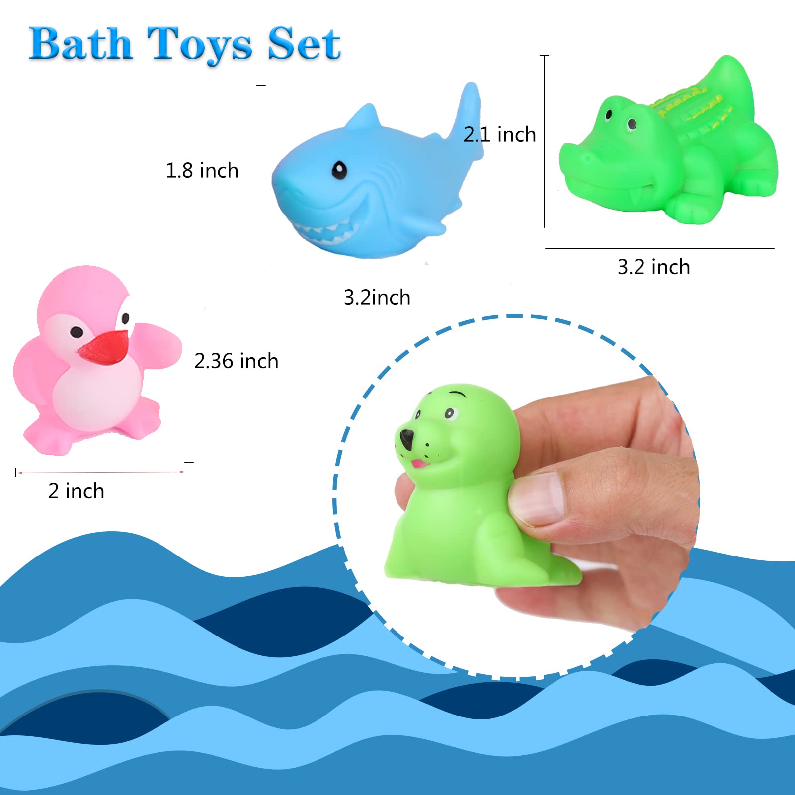 18 PCS Preschool Bath Toys Set for Toddlers Kids 1-3 2-4, Rubber Cute Sea Animals, Rubber Duck Toy for Infants 6-12 Months, Bathtub Toys for 1 Year Old,Baby Pool Floating Toy for Kids Party Decoration