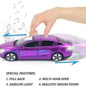 chengchuang Car Model X 1:32 Scale Alloy Diecast Pull Back Electronic Toys with Lights and Sound, Mini Vehicles Toys for Kids Gift Car Lovers Collection (Purple)