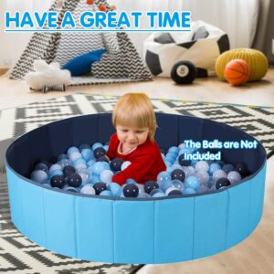 TuKIIE Ball Pit for Toddlers & Kids, 47" Large Foldable Play Ball Pool with Storage Bag, Portable Baby Playpen Yard Fence for Outdoor, Indoor(Light Blue)