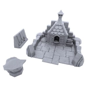 endertoys dwarf settlement forge by makers anvil, 3d printed tabletop rpg scenery and wargame terrain for 28mm miniatures