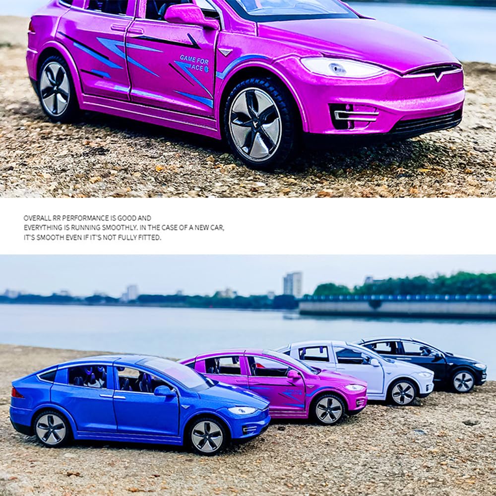 chengchuang Car Model X 1:32 Scale Alloy Diecast Pull Back Electronic Toys with Lights and Sound, Mini Vehicles Toys for Kids Gift Car Lovers Collection (Purple)