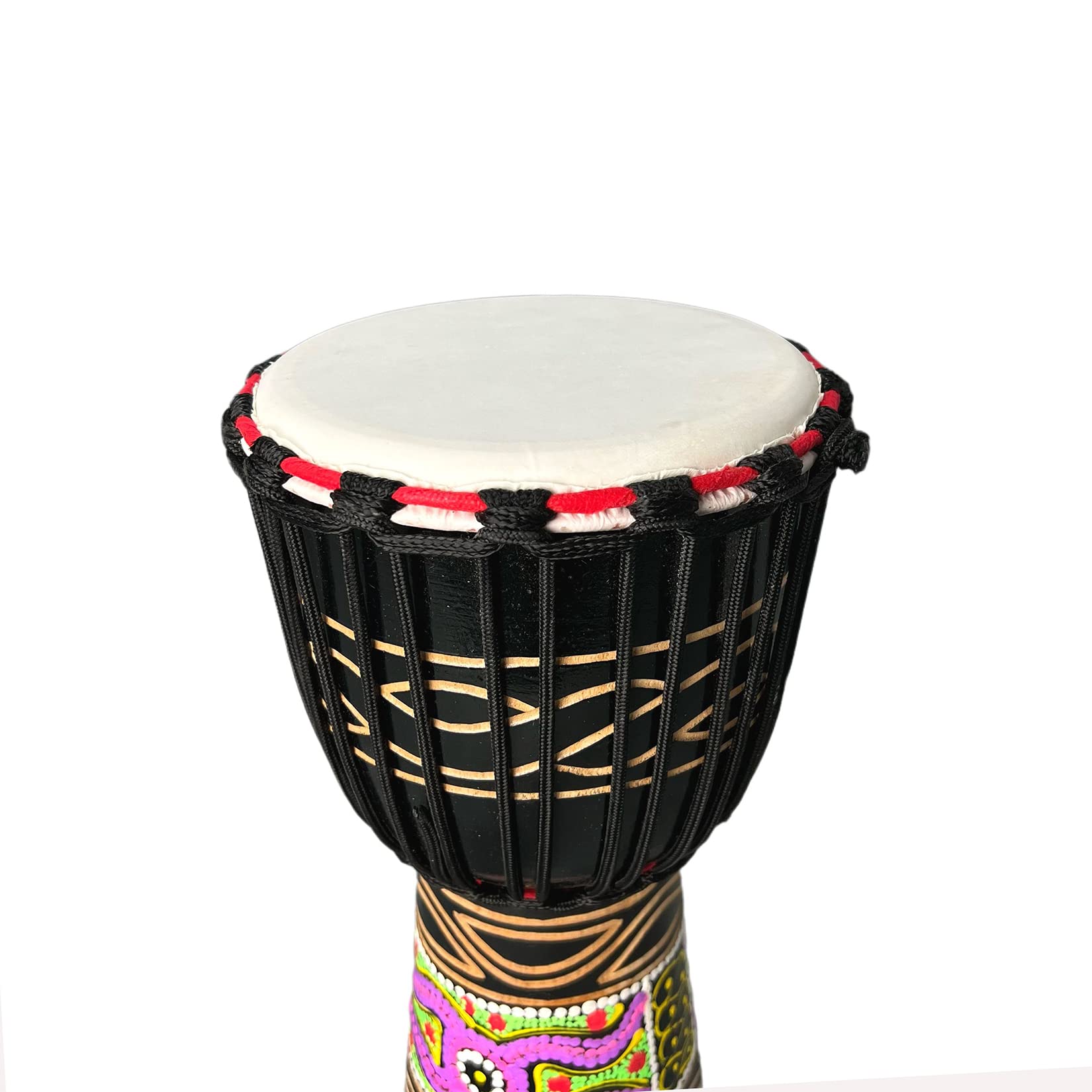 BORIYAM Djembe Drum Professionally Hand Carved, Goatskin Drum Head, From West African Style Tambourine, Bongo, Percussion (Black Clouds)