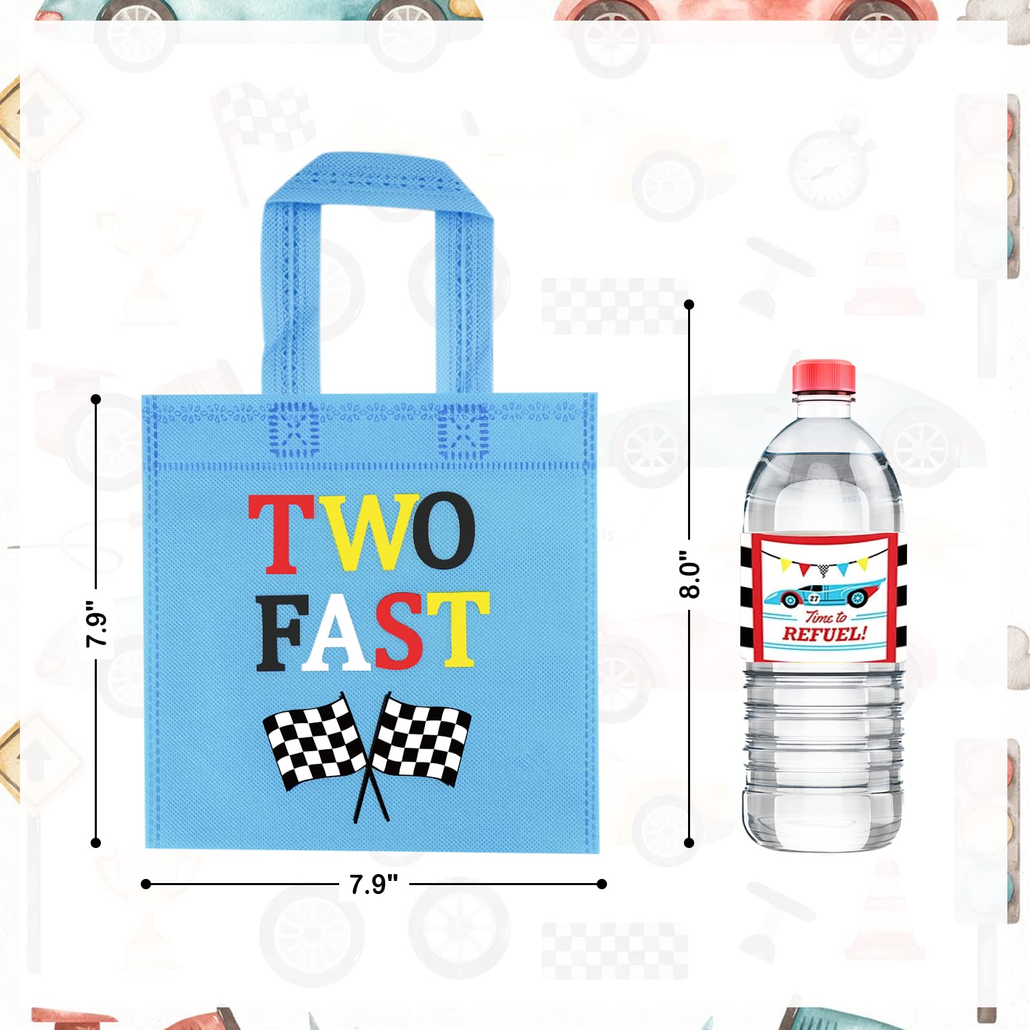 20Pcs Race Car Two Fast Party Favor Bags, Race Car Party Gifts Bags Racing Birthday Party Decorations for Kids Boys Men Racing Theme 2nd Birthday Party Race Car Party Supplies