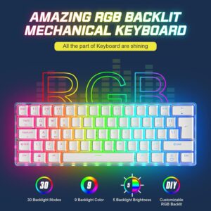 MAGIC-REFINER MK21 60% Mechanical Keyboard,Hot Swappable Outemu Red Switch,19 RGB Backlit Wired Compact Gaming Keyboard with Pudding Keycaps,Driver/Software Supports for PC Xbox one PS4 PS5