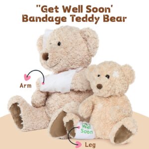 Muiteiur Get Well Soon Teddy Bear Stuffed Animal Get Well Soon Gifts for Kids Adult After Surgery Broken Leg Teddy Bear Feel Better Bear,Brown