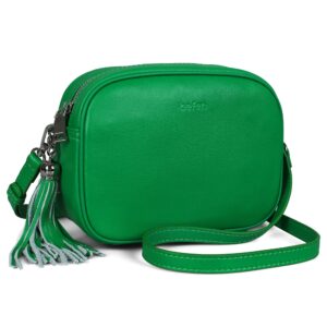 befen small camera crossbody bags for women, leather cell phone cross body purse and handbags for travel (medium kelly green)