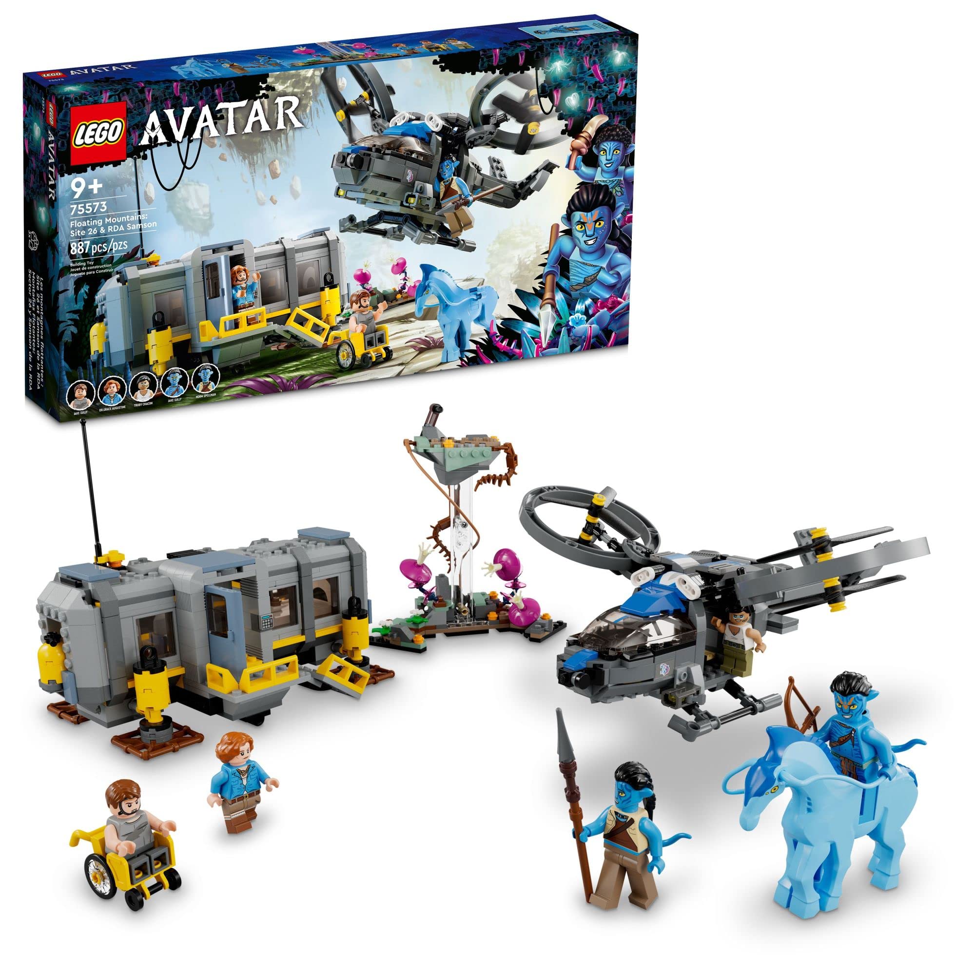 LEGO Avatar Floating Mountains Site 26 & RDA Samson 75573 Building Set - Helicopter Toy Featuring 5 Minifigures and Direhorse Animal Figure, Movie Inspired Set, Gift Idea for Kids Ages 9+