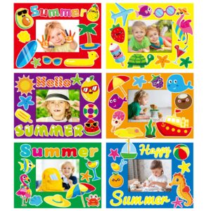 chiazllta 30 pcs summer craft kits for preschool kids first day of school diy paper picture frame craft art craft kindergarten home classroom indoor activities game summer party favor decor