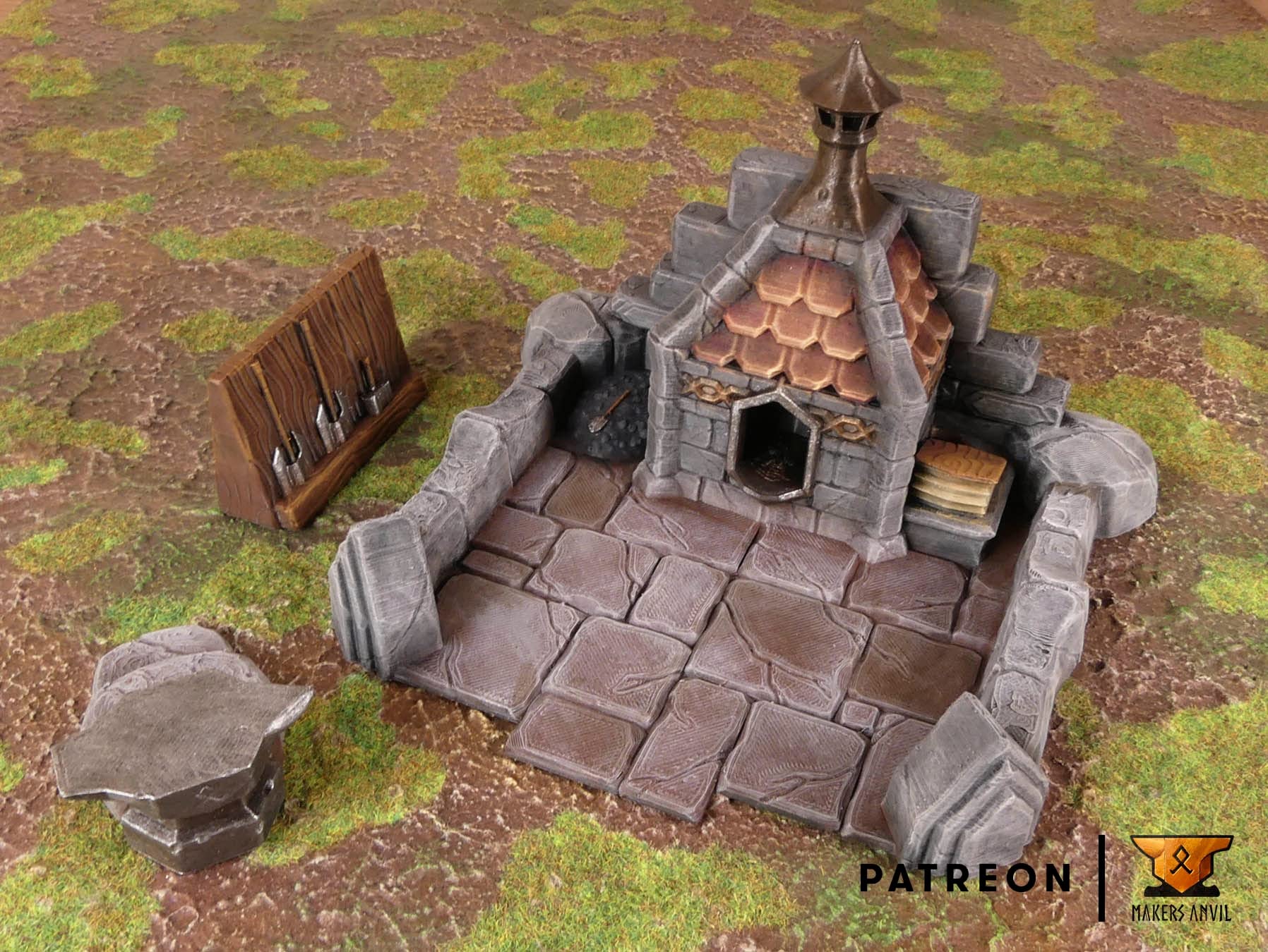 EnderToys Dwarf Settlement Forge by Makers Anvil, 3D Printed Tabletop RPG Scenery and Wargame Terrain for 28mm Miniatures