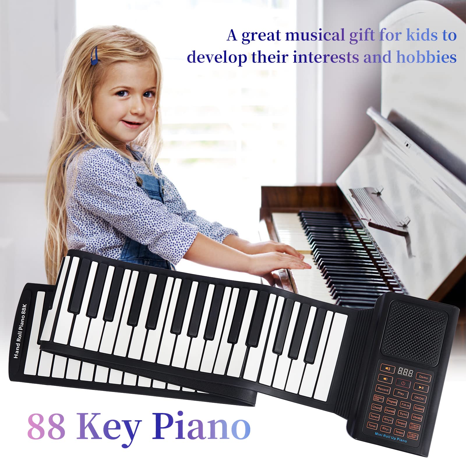 88 Key Keyboard Piano Roll Up Piano Electric Digital Piano Kids Hand Roll Piano For Kids Adults Gifts