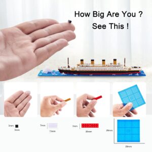 JXRLMB Titanic Micro Mini Building Blocks Set for Adults Cruise Ship DIY Architecture Sets Educational Toy for Kids 1872 Pieces