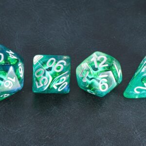 Sea Green Dragon Eye DND Dice Set for Dungeons and Dragons Gifts, D&D, D and D, Pathfinder, Accessories, D20, Polyhedral, Resin Dice, Metal, Dice Tray, Tower, Bag, Box