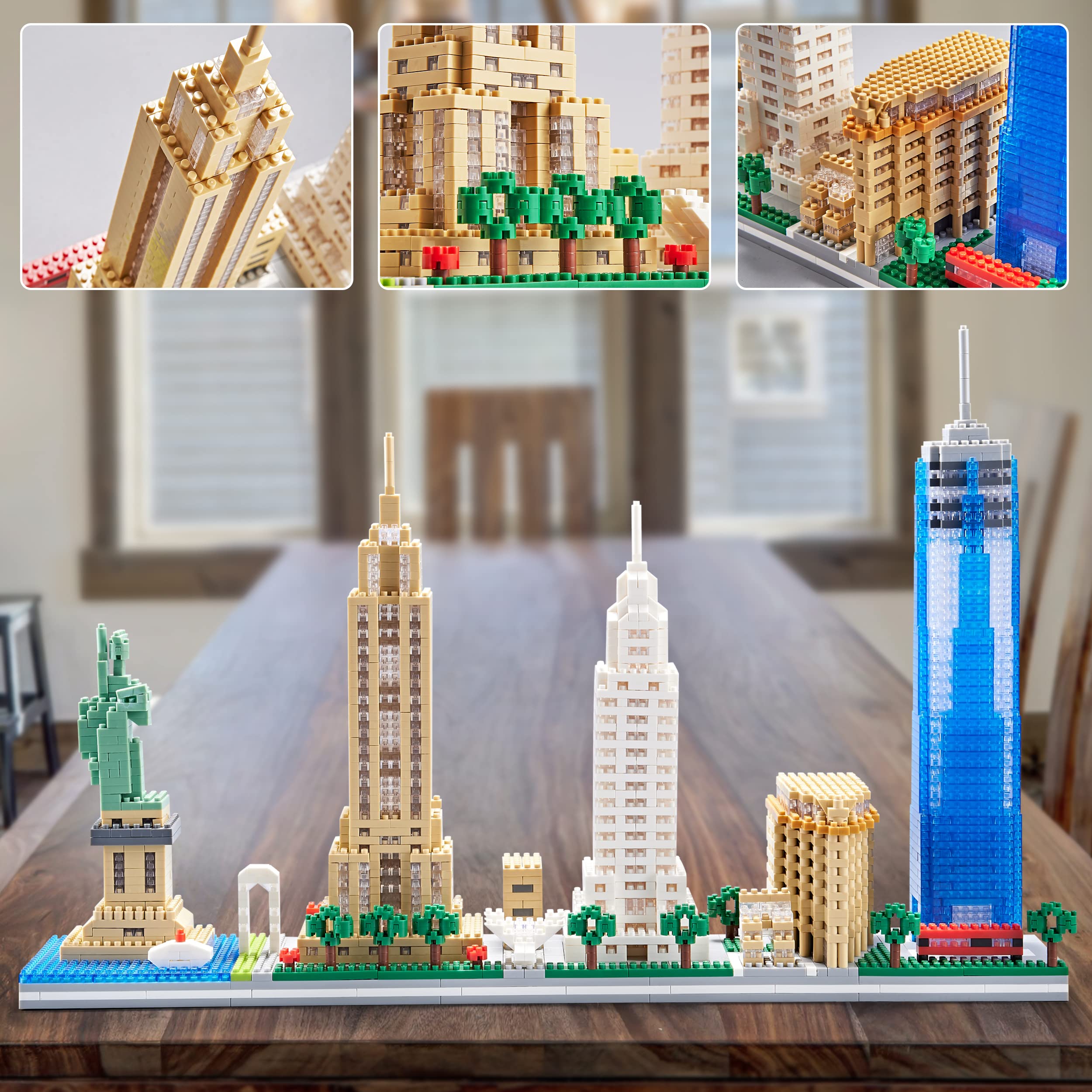 JXRLMB New York Skyline Micro Building Blocks Set City Architecture Model Kit Skylines Collection Set for Adults and Kids 3452 Pieces Bricks