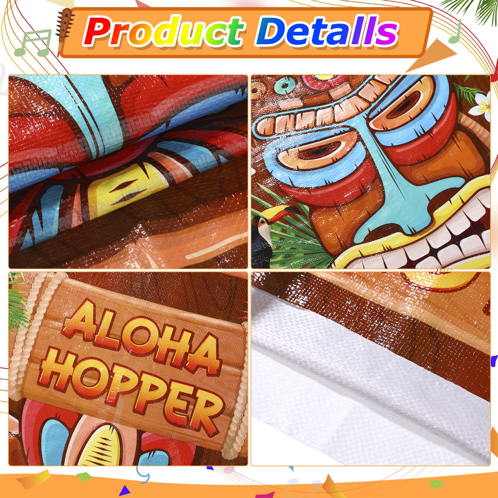 10 Pcs Potato Sack Race Bags, Tiki Luau Race Car Horror Birthday Party Favors Supplies, Hawaiian Luau Party Games Outdoor Beach Jumping Bags for Kids Adults Summer Tropical Racing Halloween (Tiki)