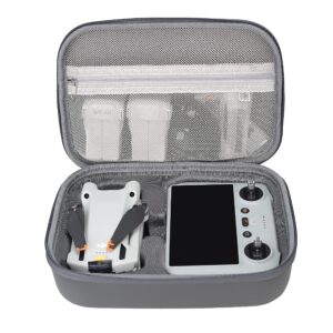 anbee mini 3 pro carrying case, hard shell pu leather rainproof storage bag travel box compatible with dji mini 3 pro rc quadcopter