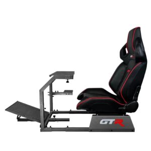 GTR Simulator GTA Model Majestic Black Frame with Adjustable Leatherette Pista Racing Seat Racing Driving Gaming Simulator Cockpit Chair (Pista-Black/Red)