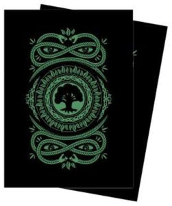 ultra pro printed art magic the gathering card game 100ct printed art card sleeves - mtg mana 7 green forest