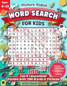 word search for kids with pictures: 100 fun & educational wordsearch puzzle book with 1100 words & images for coloring - brain booster activity book for kids ages 6-8, 8-10 & smart children ages 4-6