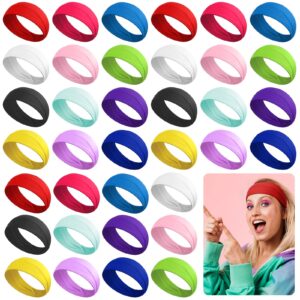 giegxin 36 pack women's headbands - thick elastic non-slip sweat-wicking hair wraps for running, yoga, workout