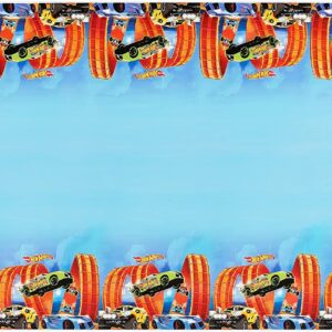 Hot Wheels Wild Racer Birthday Party Supplies Bundle Pack for 16 includes Dessert Plates, Napkins, Cups, Table Cover