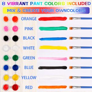 Acrylic Paint Strips For Kids&Adults,Bulk Set of 12 Washable Filled Paint Sets in 8 Colors,With 12 Paintbrushes,Painting Art Supplies Craft Paint Pots,Perfect for Home Birthday Party Favors(8 Color)