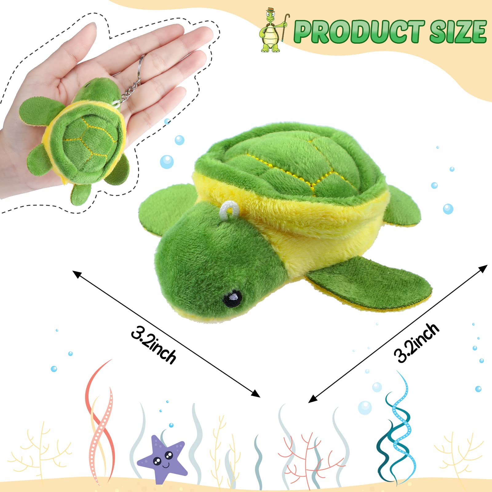 HyDren 24 Pcs Small Turtle Stuffed Toy Soft Sea Turtle Animal Plush Toys Adorable Turtle Stuffed Animal Plush Turtle Toys Turtle Party Decorations for Birthday Beach Ocean Party(Vivid Style)