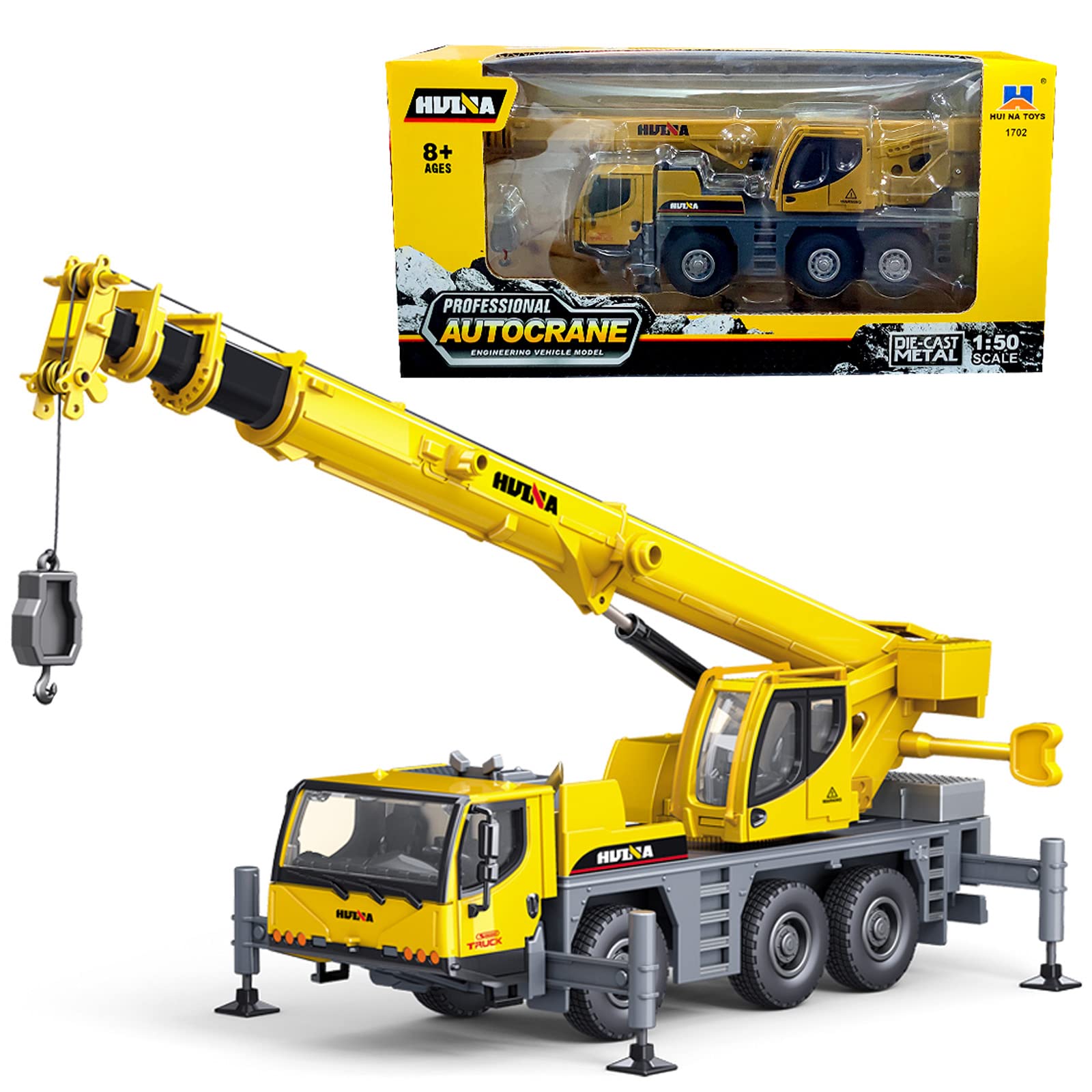 Gemini&Genius 1/50 Scale Autocrane Toys, Crane Truck Construction Vehicle, Alloy Boom Truck Engineering Car Models, Great Gifts, Collections, Cake Toppers, Room Decoration for Kids