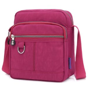 blostirno nylon casual shoulder handbag multi pocket crossbody bag waterproof purse for women grape purple