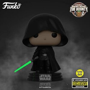 POP Star Wars: The Mandalorian - Luke Skywalker Glow-in-The-Dark Exclusive Funko Vinyl Figure (Bundled with Compatible Box Protector Case), Multicolor, 3.75 inches