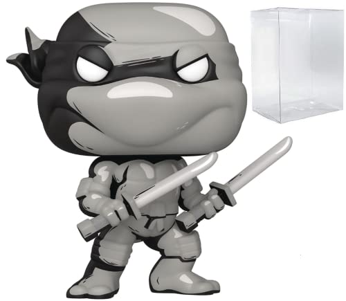 POP Teenage Mutant Ninja Turtles - Leonardo (PX Previews Exclusive) Black & White Chase Funko Vinyl Figure (Bundled with Compatible Box Protector Case), Multicolor, 3.75 inches