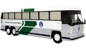 iconic replicas mci mc-12 coach classic bus u.s. immigration & naturalization service vintage bus & motorcoach collection 1/87 diecast model 87-0343