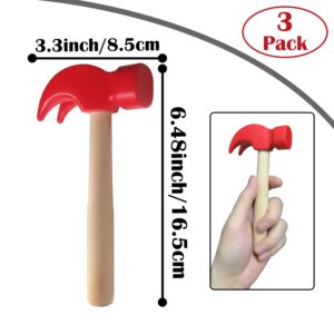 HEIPINIUYE 3 PCS Wooden Hammer Toys Simulation Hammers Maintenance Tools for Kids Children Birthday Party Games Supplies